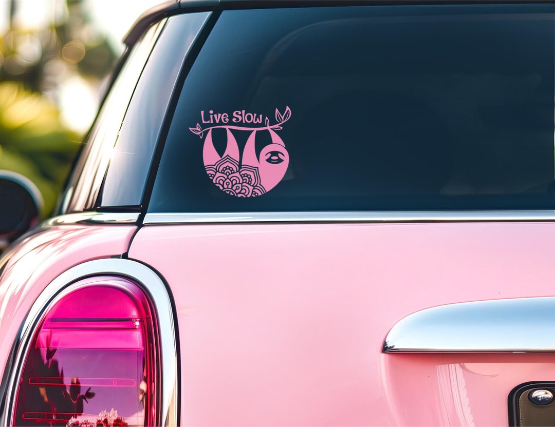 Sloth Car Window Decal, Cute Boho Sloth Decal, Aesthetic Vinyl Bumper ...