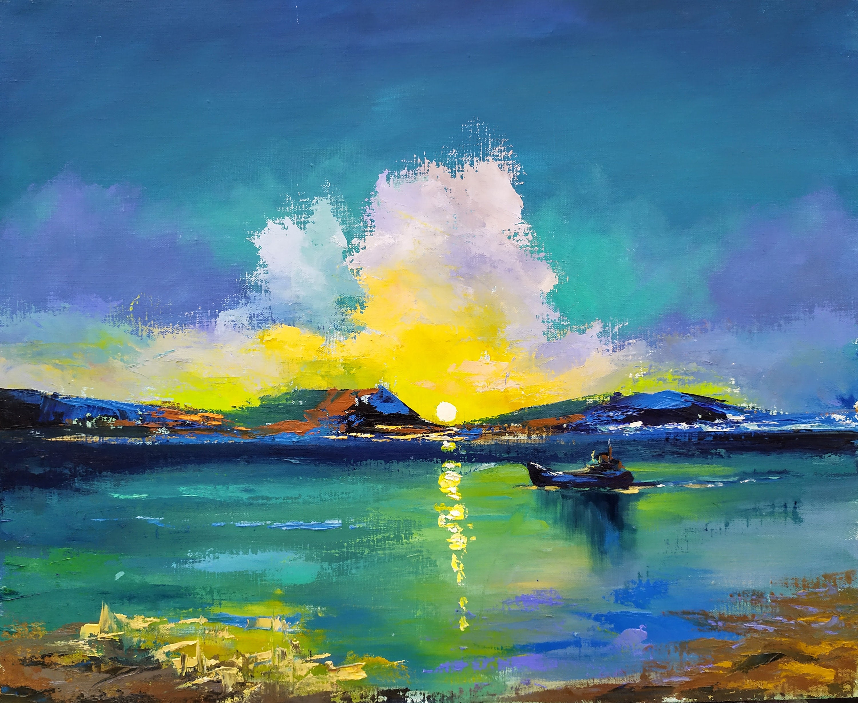 Seascape Painting Landscape Ocean Coastal Painting on Canvas Beach ...