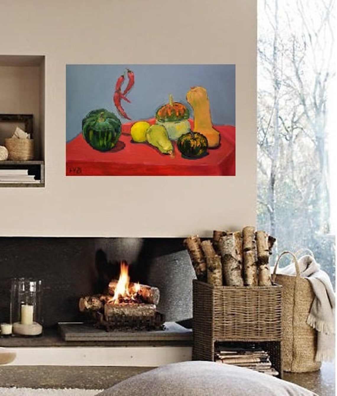 Still Life Original Oil Painting Interior Art Dining Room | Etsy