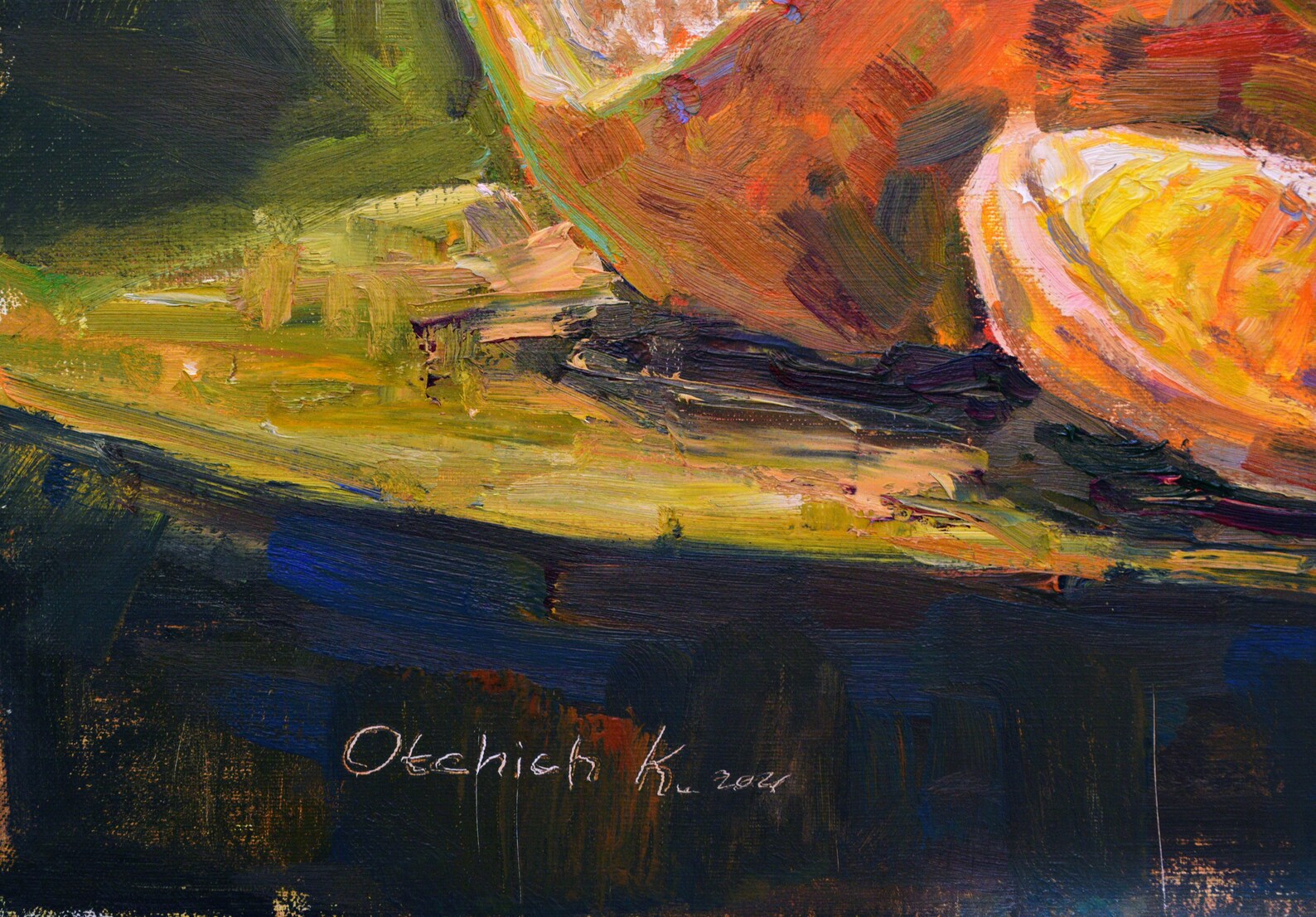 Still Life Painting Tangerine Orange Oil Painting for Kitchen Decor on ...