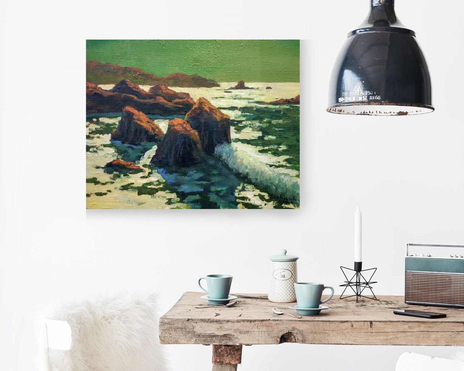 Greek Coast Greek Wall Art Seascape Greece Oil Painting for - Etsy