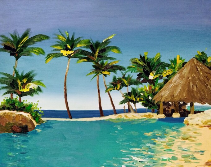 Hawaii Beach Painting Canvas Original Art Tropical Hawaii Art Caribbean ...