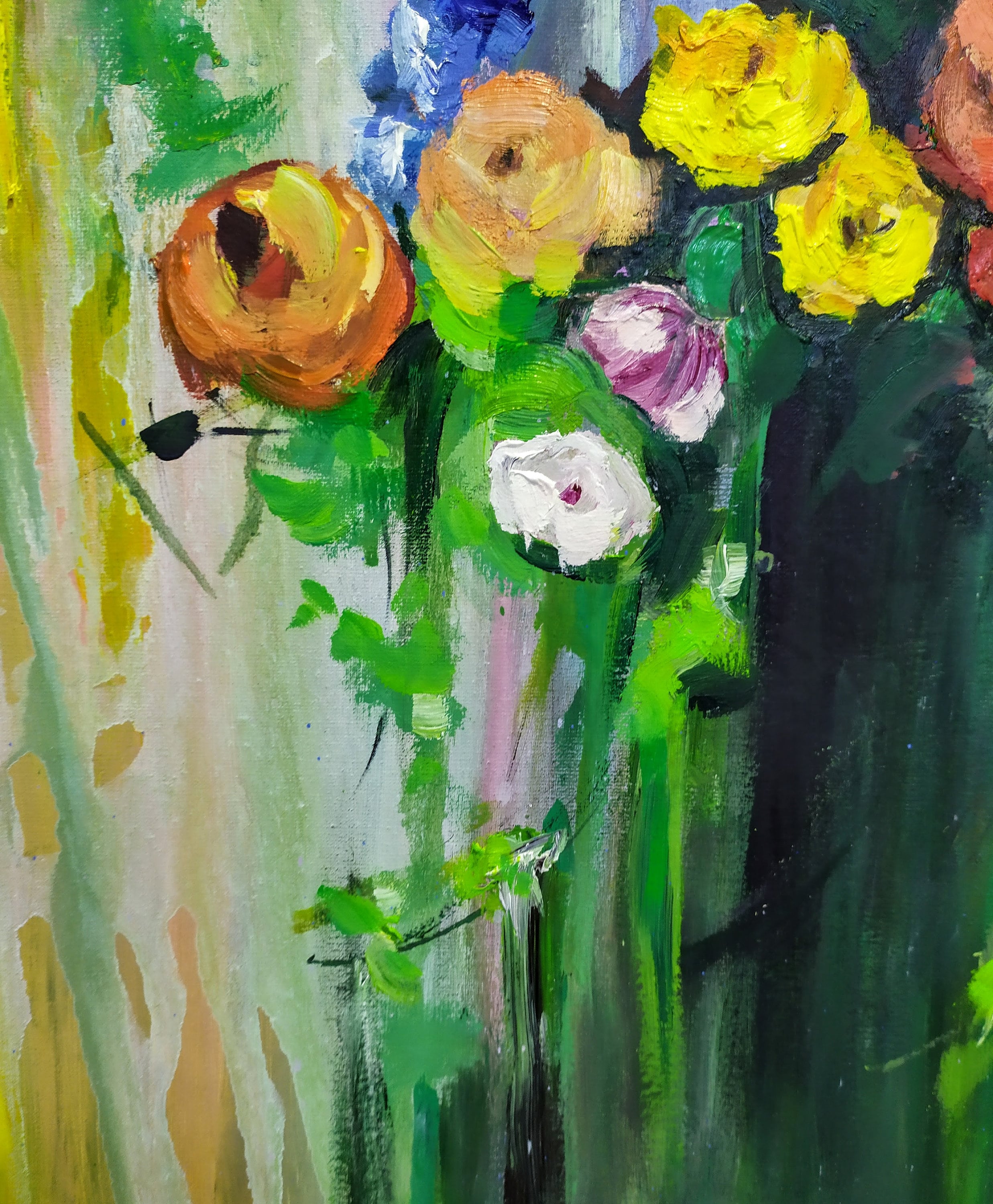 Roses Art Contemporary Abstract Flower Art Interior Modern Art Oil ...