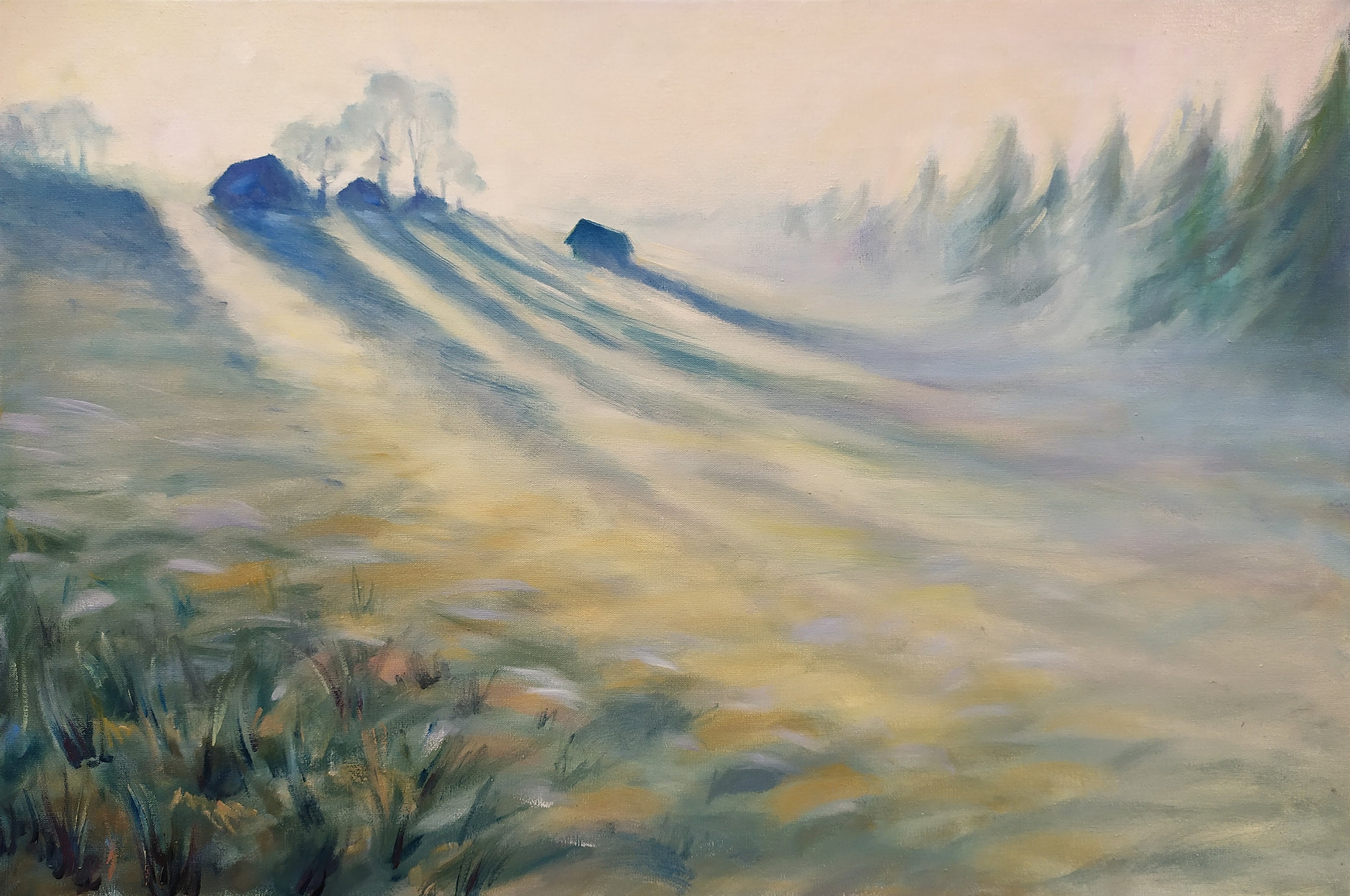 Morning Haze Art Original Oil Painting Minimalist Wall Art ...