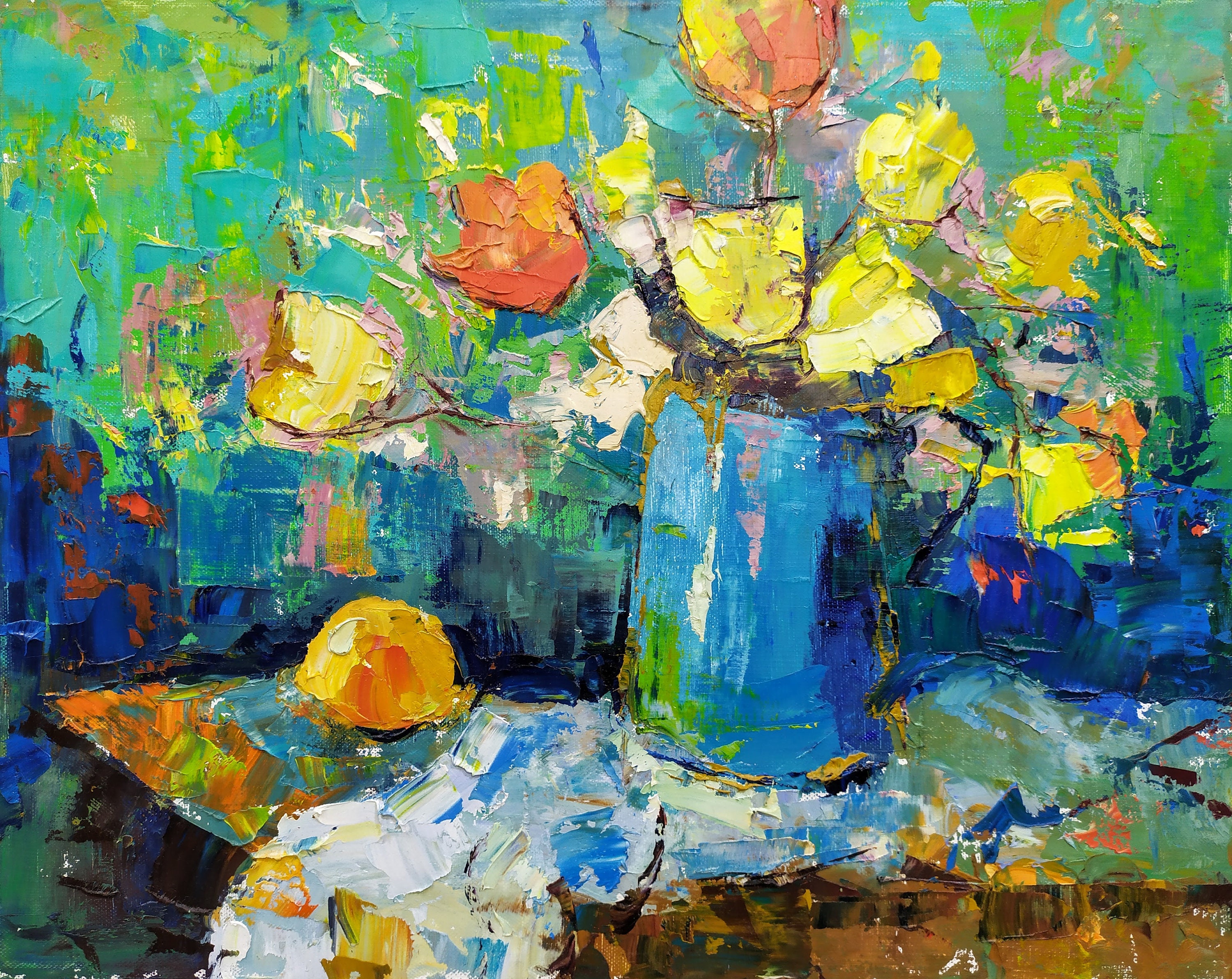 Flores bodegón abstracto Tulip Art Expresionismo Original | Etsy