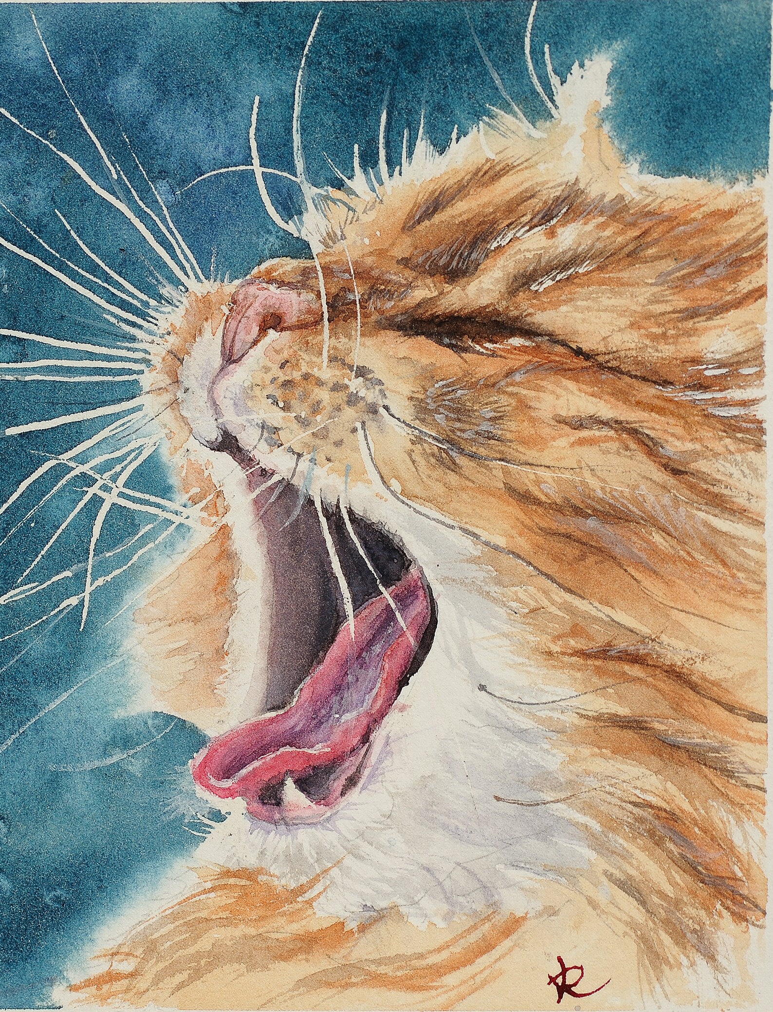 Ginger Cat Art Print Cat Drawing Cat Watercolor Lovers Cat Portrait ...