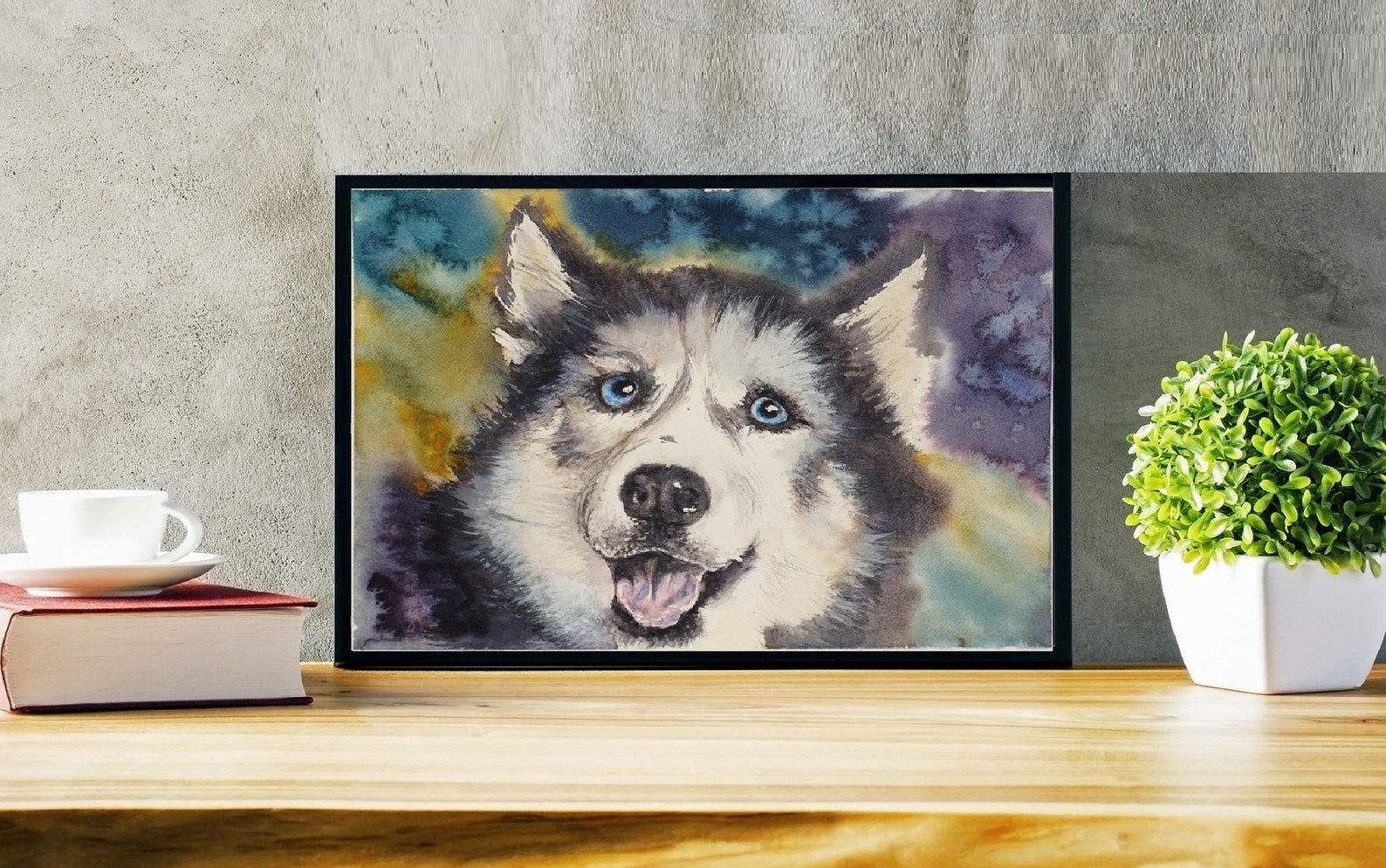 Siberian Husky Dog Portrait Art Print Of Original Watercolor | Etsy