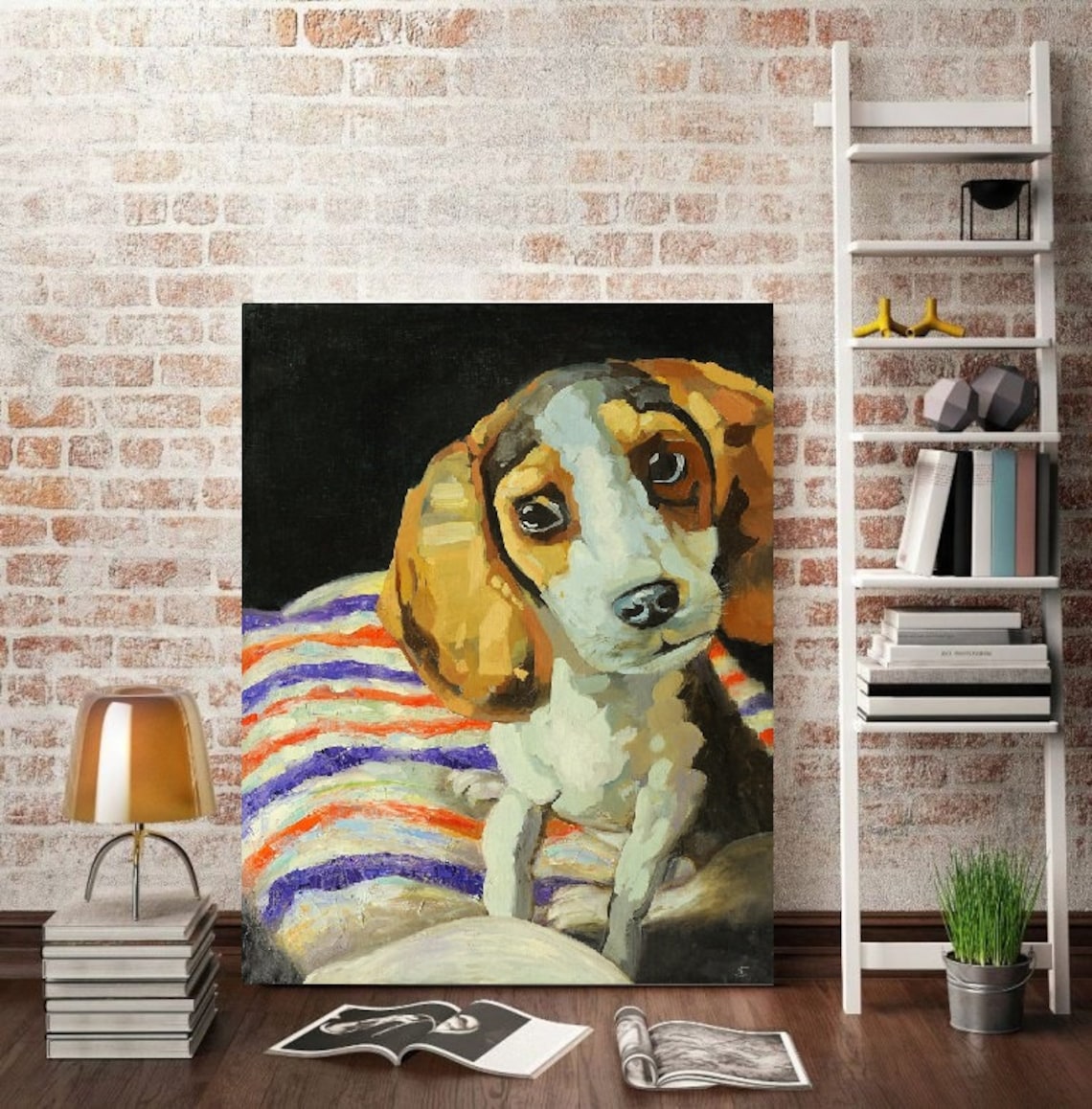 Original Dog Art Funny Oil Painting Puppy Art Dog Wall Art Animal Gift ...