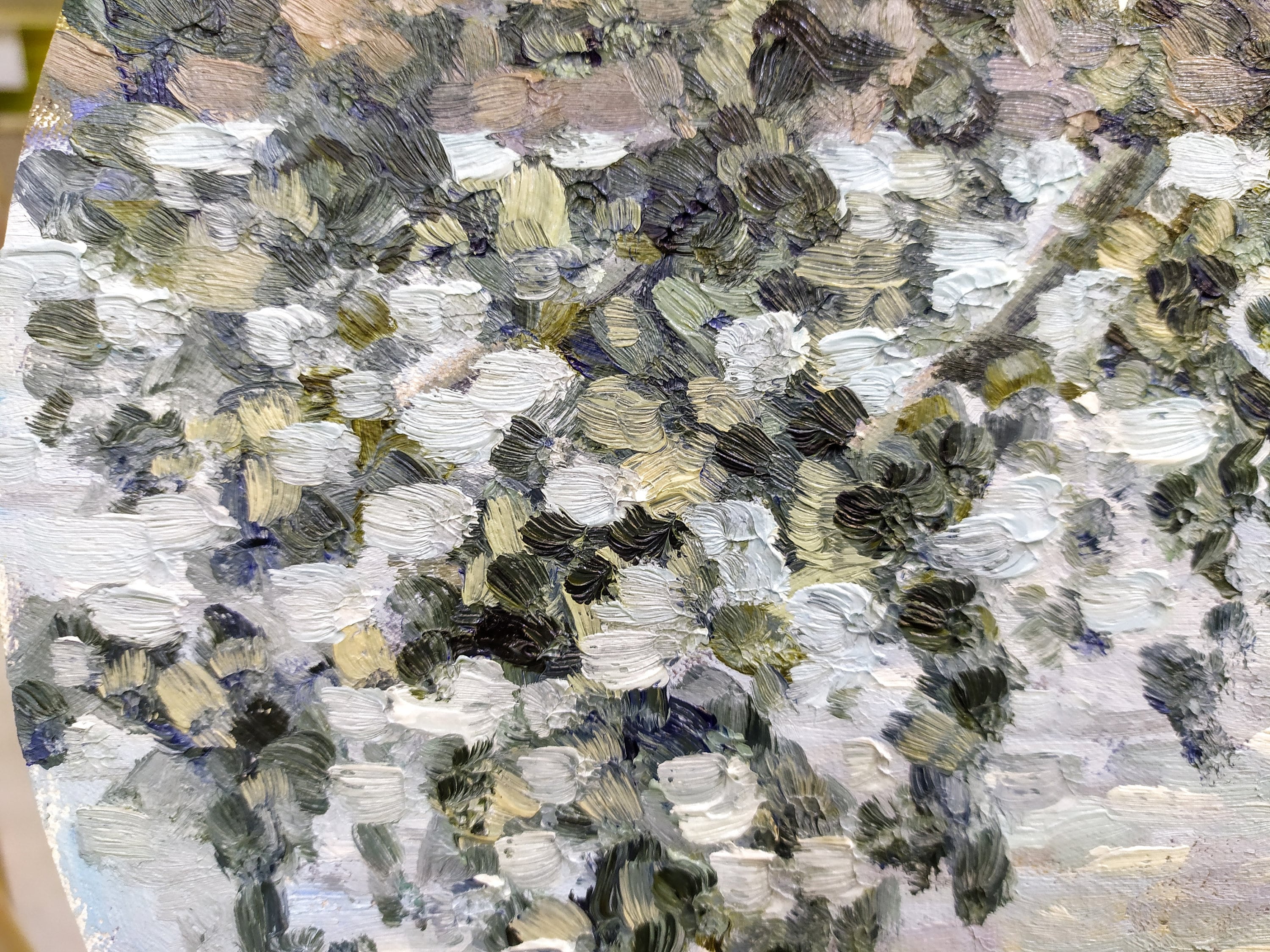 River Landscape Oval Hand Painted Stretched Canvas on Cardboard ...