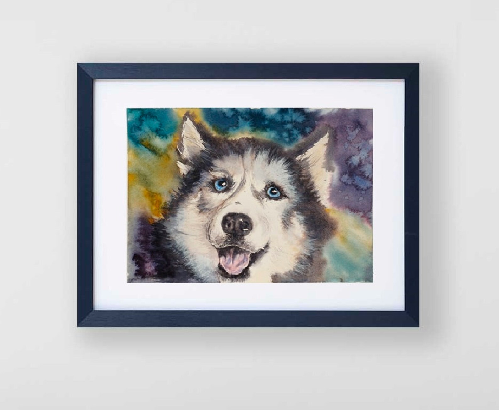 Siberian Husky Dog Portrait Art Print Of Original Watercolor | Etsy