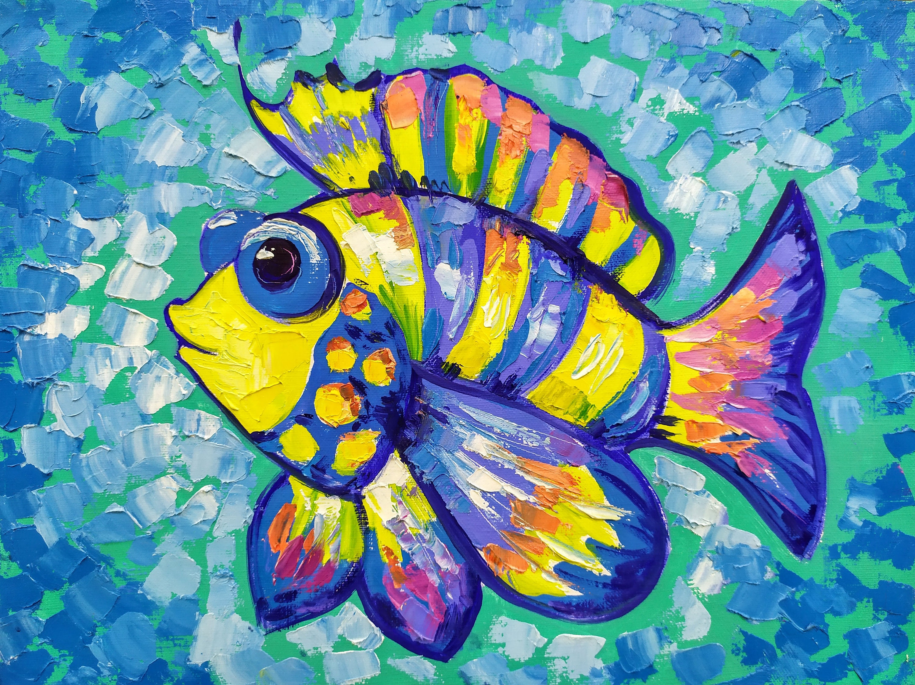 Gold Fish Art Cartoon Decor Pop Art Nursery Wall Art Oil Paintings on ...