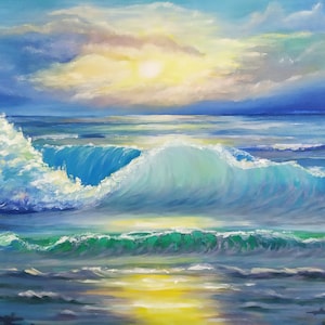 Ocean Coastal Beach Art Classical Oil Painting Realism Art Ocean Waves ...