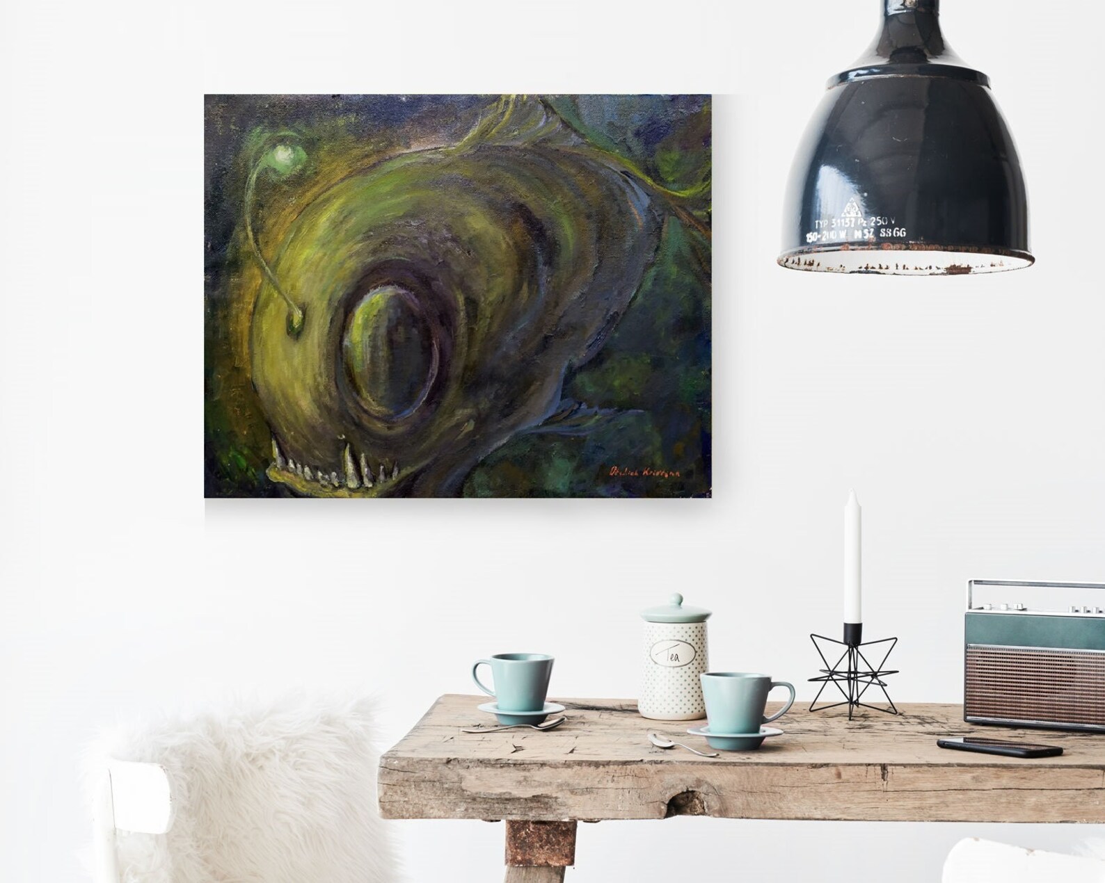 Abstract Contemporary Art Fish Original Oil Painting on Canvas Fish ...