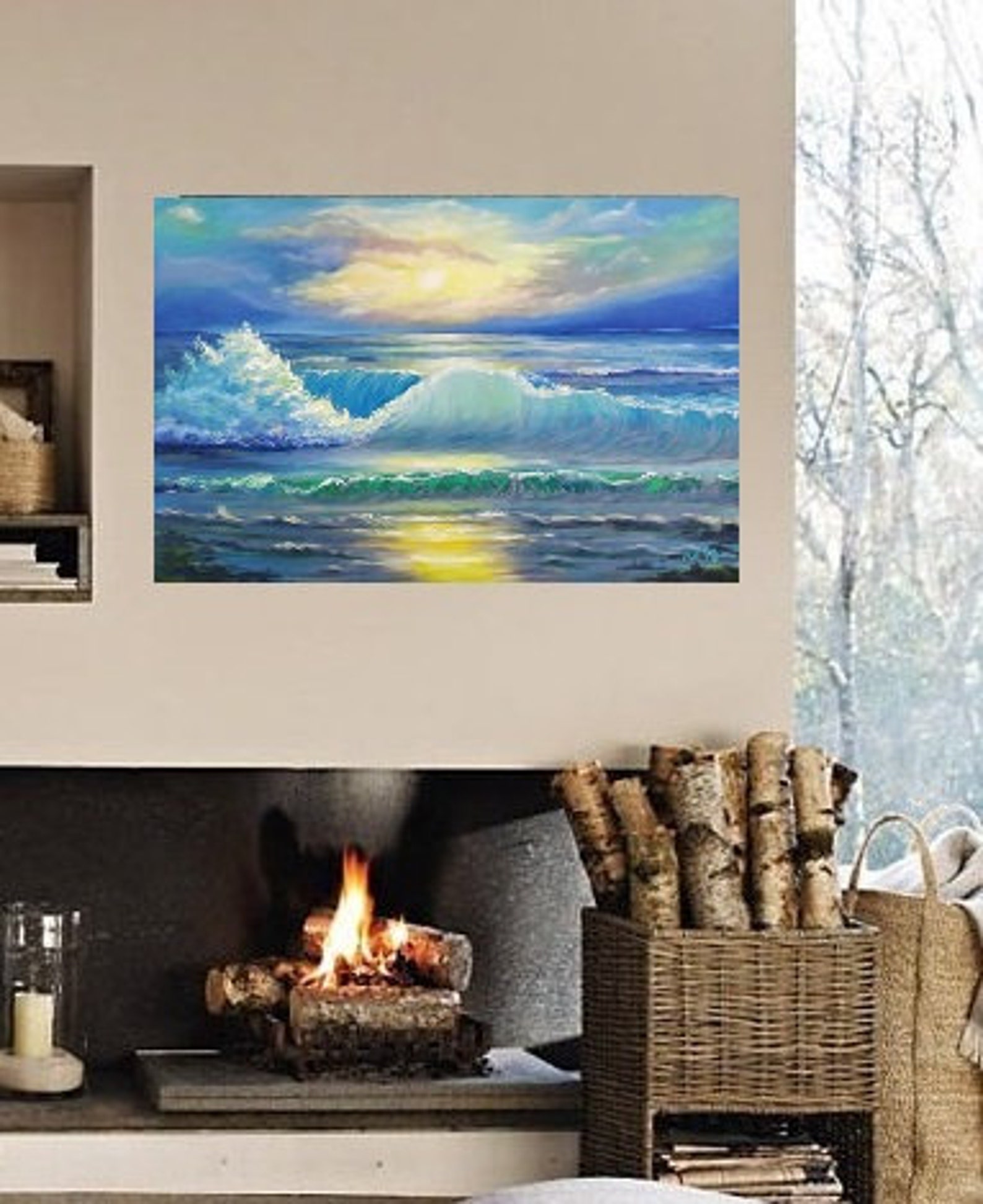 Ocean Coastal Beach Art Classical Oil Painting Realism Art Ocean Waves ...