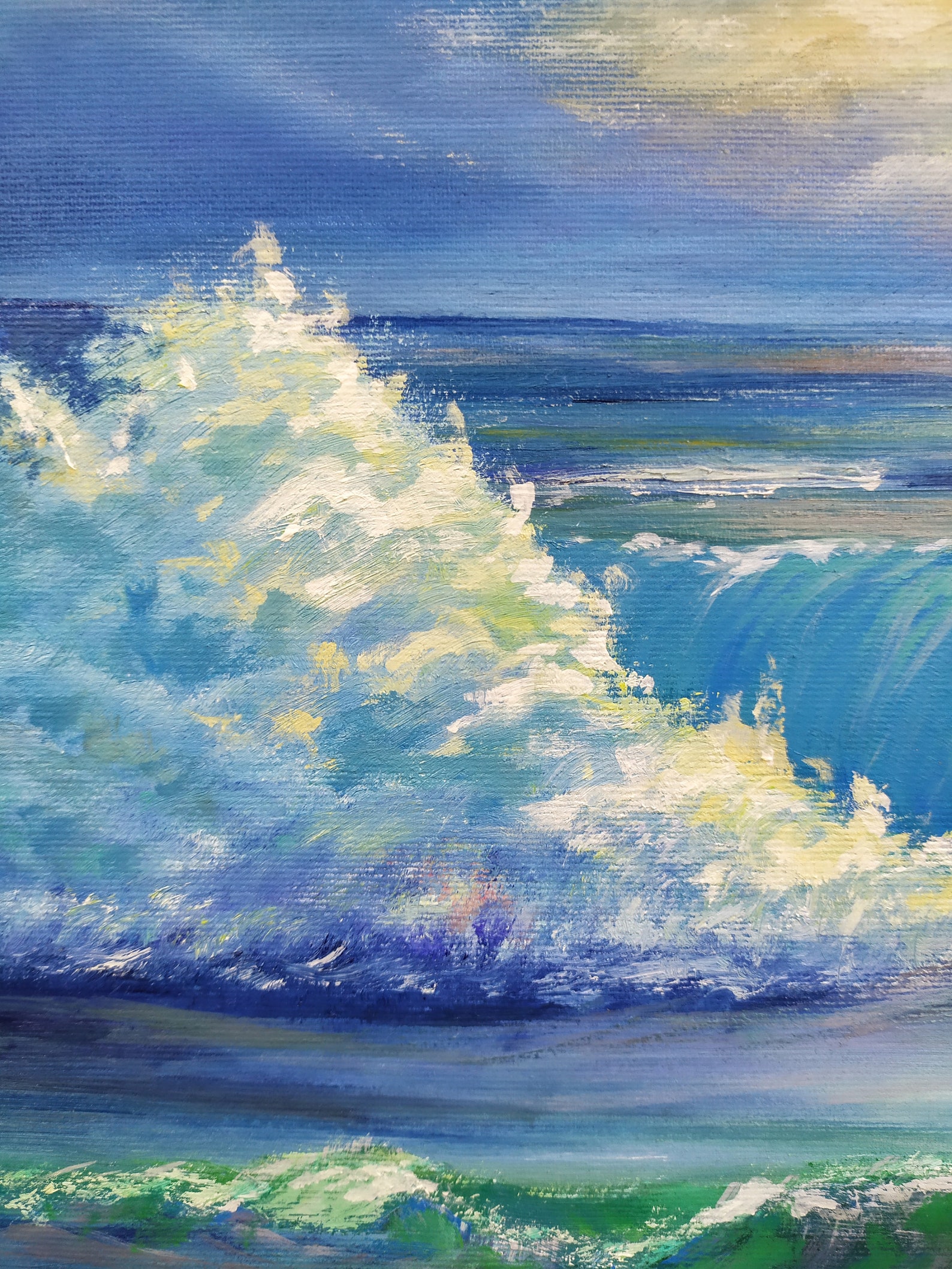Ocean Coastal Beach Art Classical Oil Painting Realism Art Ocean Waves ...
