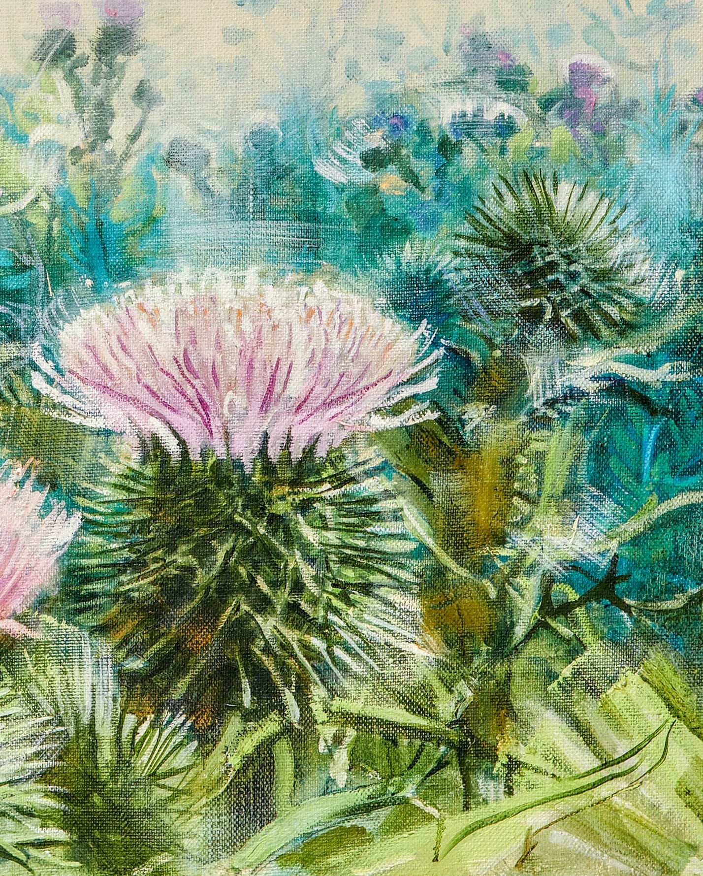 Scottish Thistle Original Oil Painting Oversize Large Canvas Mountain ...