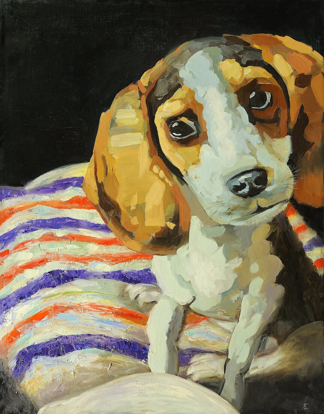 Original Dog Art Funny Oil Painting Puppy Art Dog Wall Art Animal Gift ...