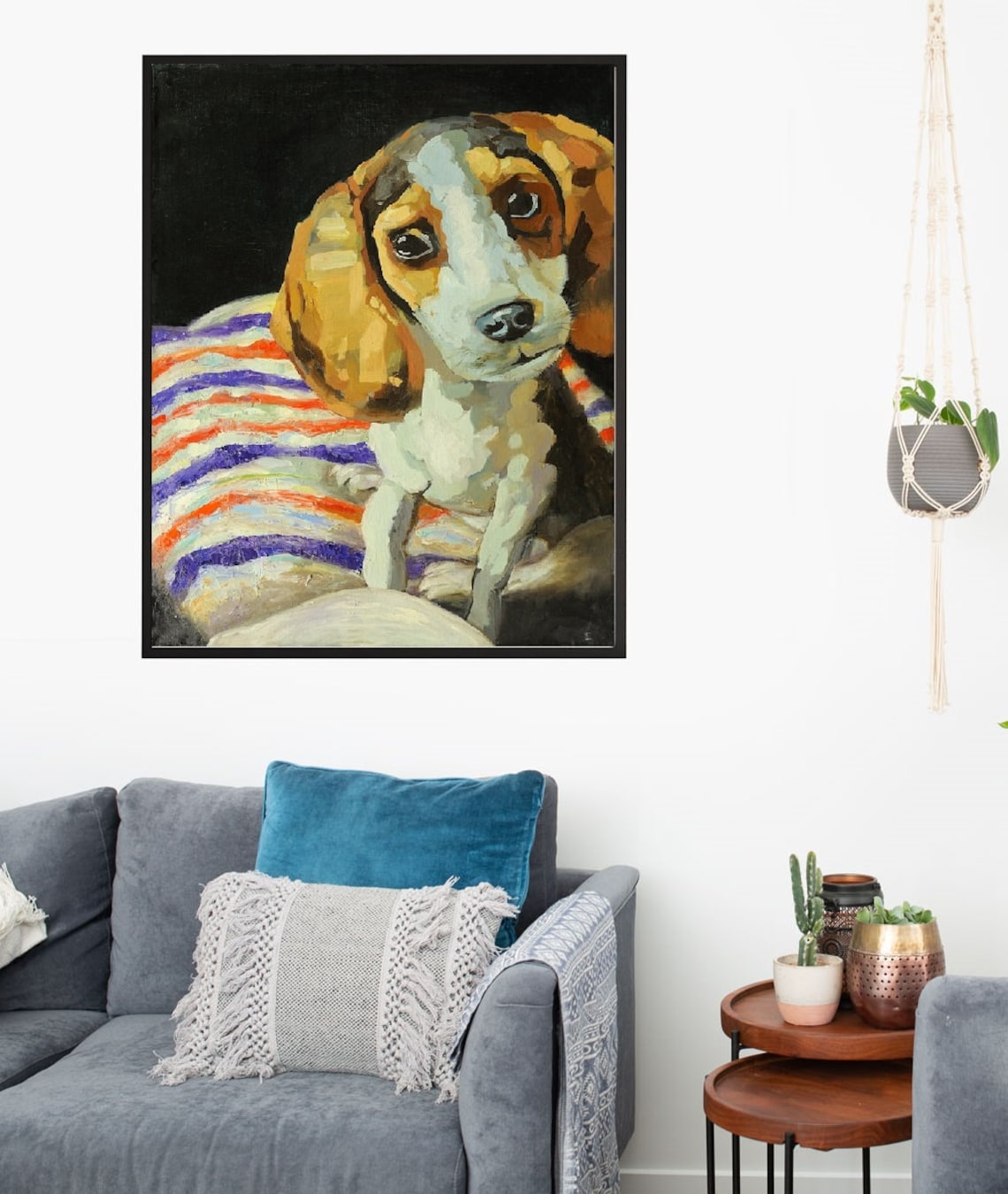 Original Dog Art Funny Oil Painting Puppy Art Dog Wall Art Animal Gift ...