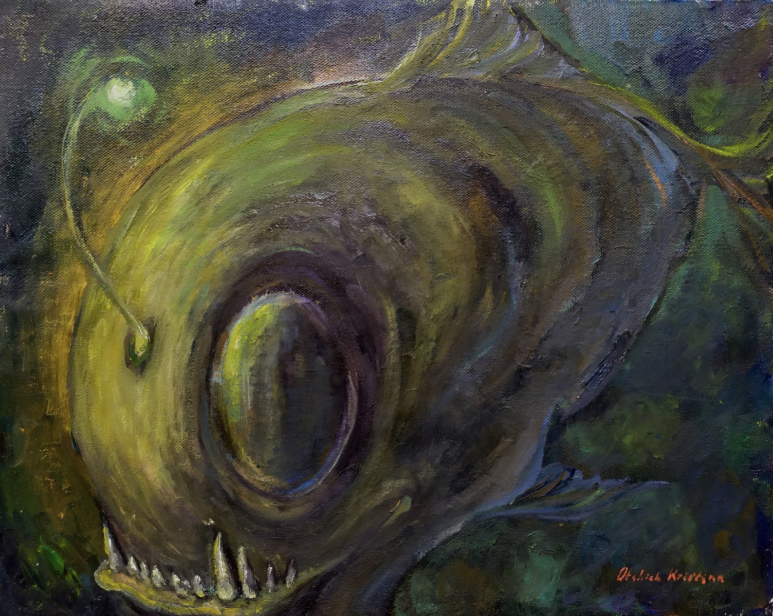 Abstract Contemporary Art Fish Original Oil Painting on Canvas Fish ...