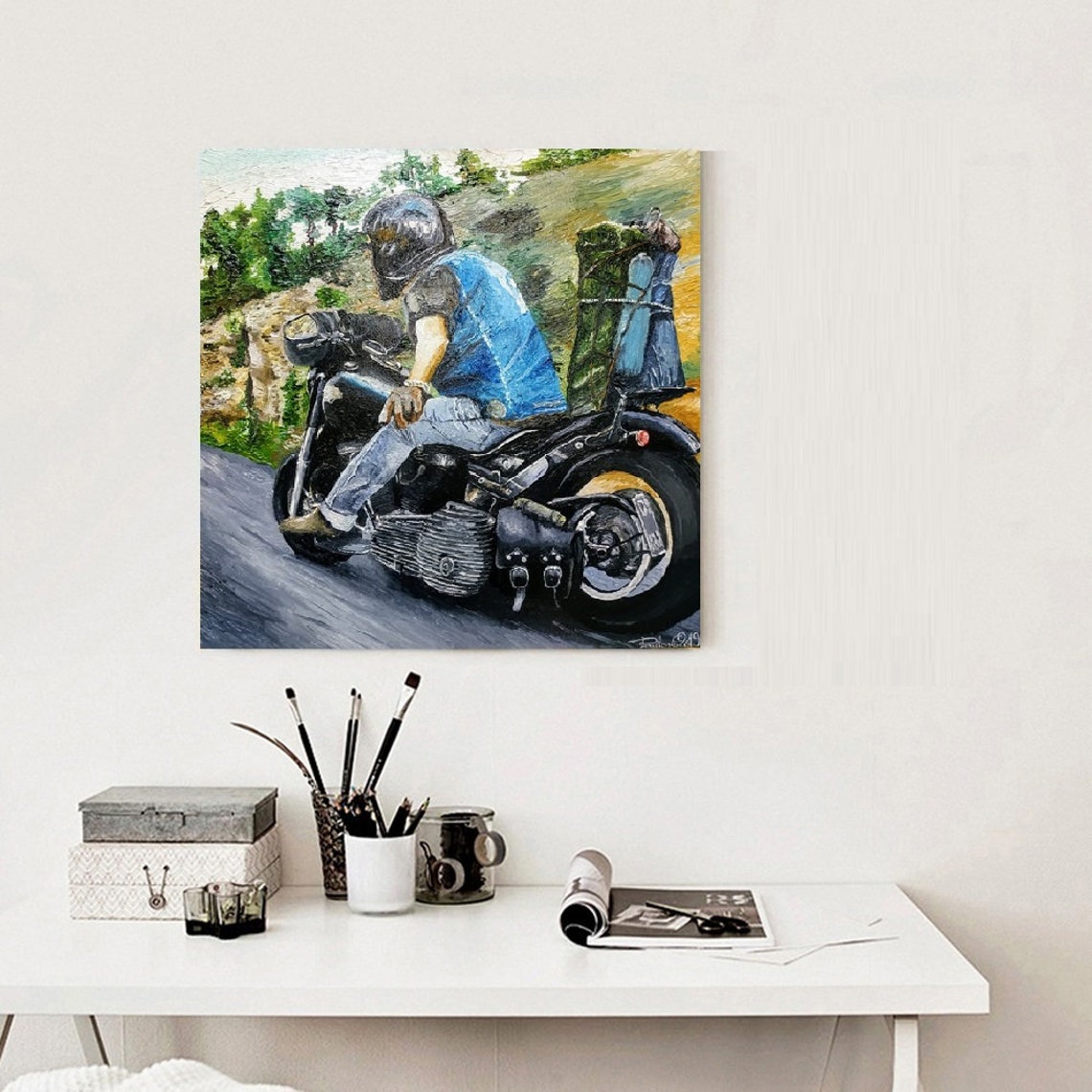 Biker Art Harley Motorcycle Art Motorbike Home Decor | Etsy