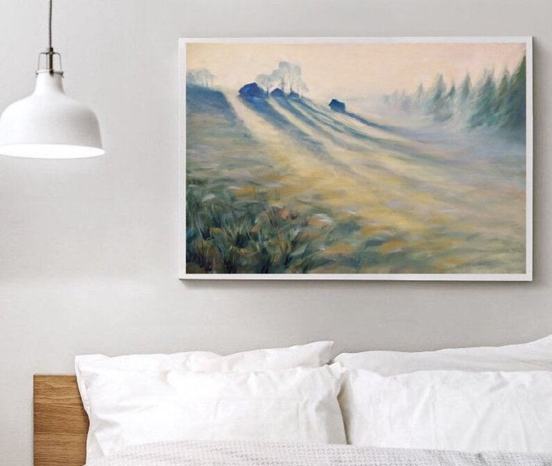 Morning Haze Art Original Oil Painting Minimalist Wall Art ...