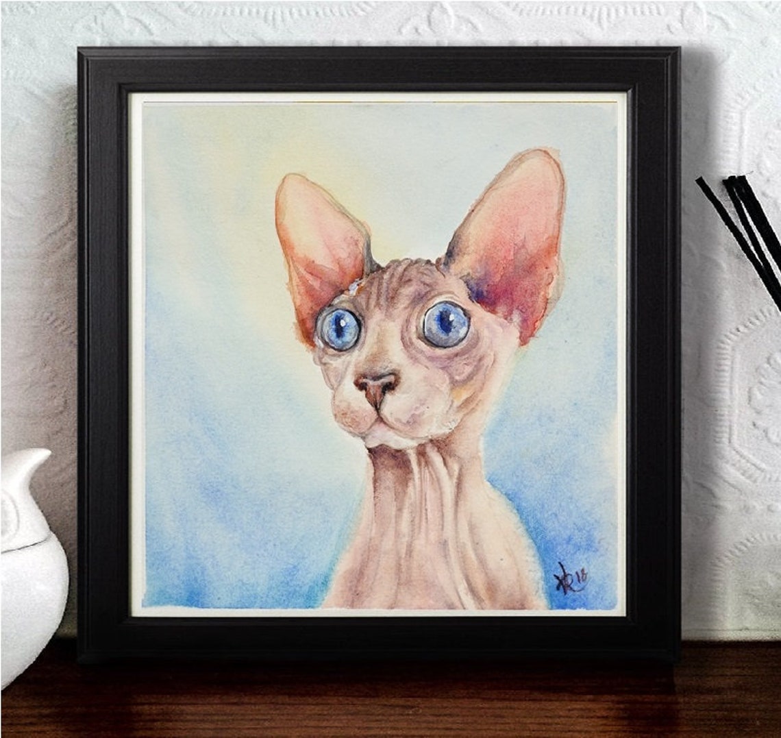 Sphinx Cat Art Print Watercolor Original Custom Paintings - Etsy