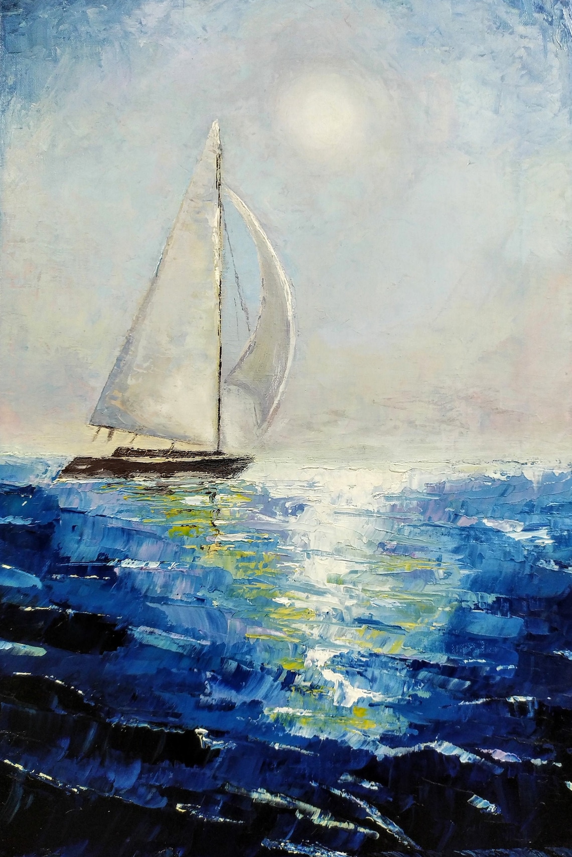 Nautical Decor Ocean Sailboat Painting Marine Art Sea Paintings Palette ...