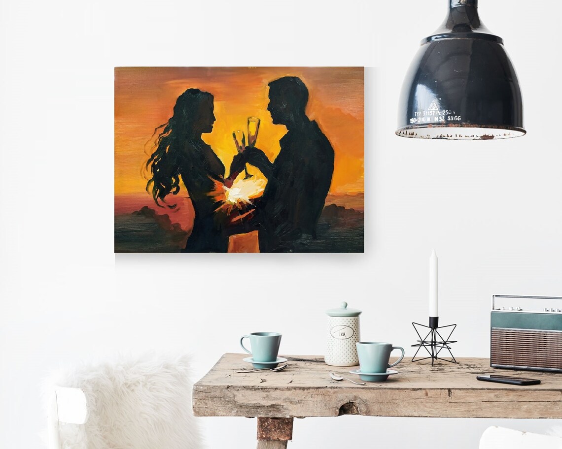 Romantic Art Original Oil Painting Love Art Modern Art Love - Etsy