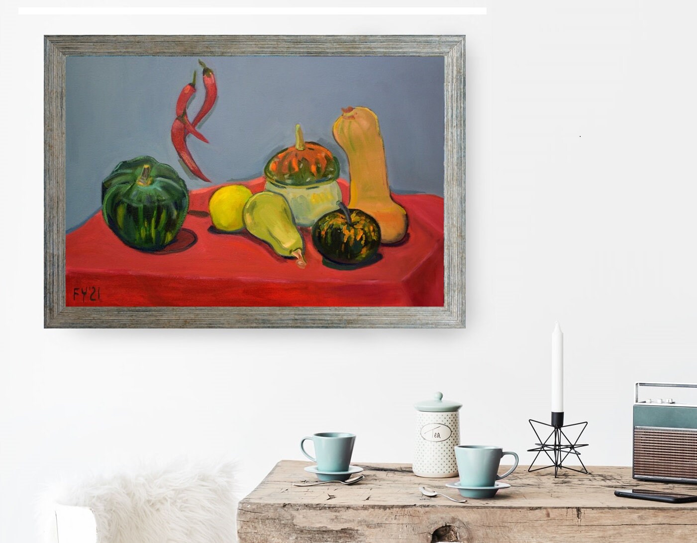 Still Life Original Oil Painting Interior Art Dining Room - Etsy