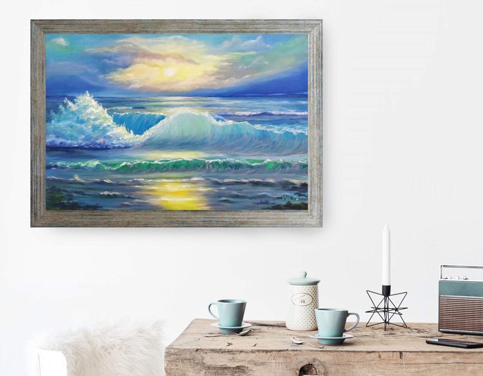 Ocean Coastal Beach Art Classical Oil Painting Realism Art Ocean Waves ...