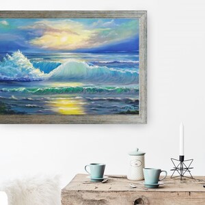 Ocean Coastal Beach Art Classical Oil Painting Realism Art Ocean Waves ...