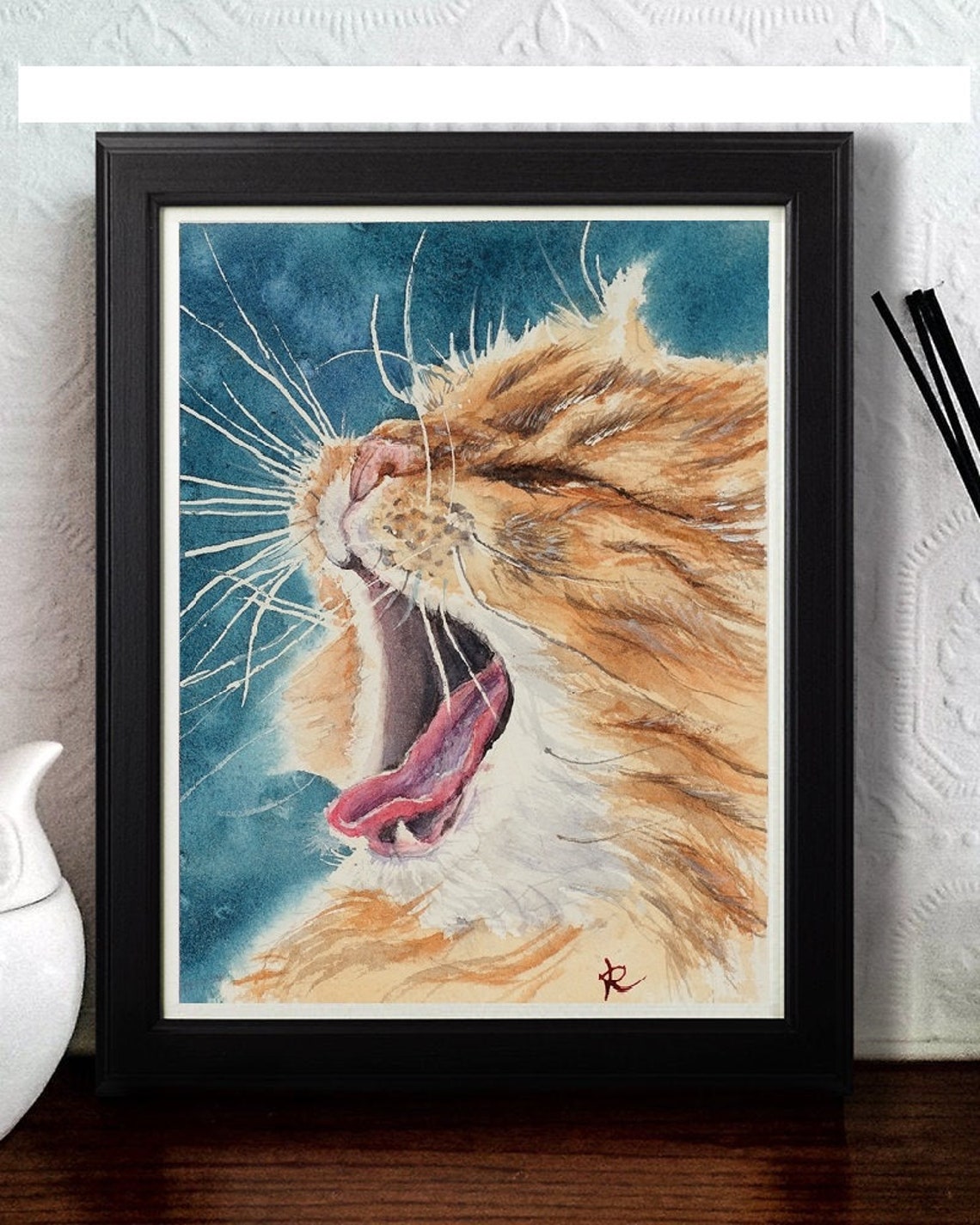 Ginger Cat Art Print Cat Drawing Cat Watercolor Lovers Cat Portrait ...