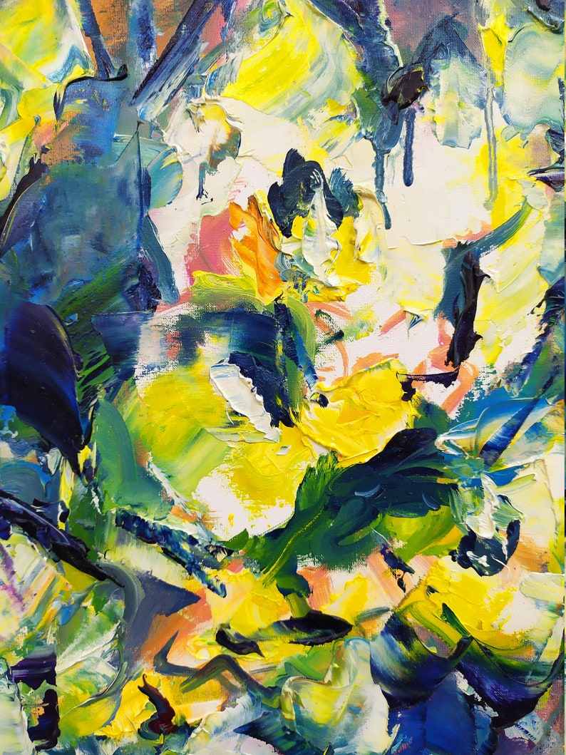 Abstract Still Life Floral Original Oil Painting Flowers Bouquet Art ...