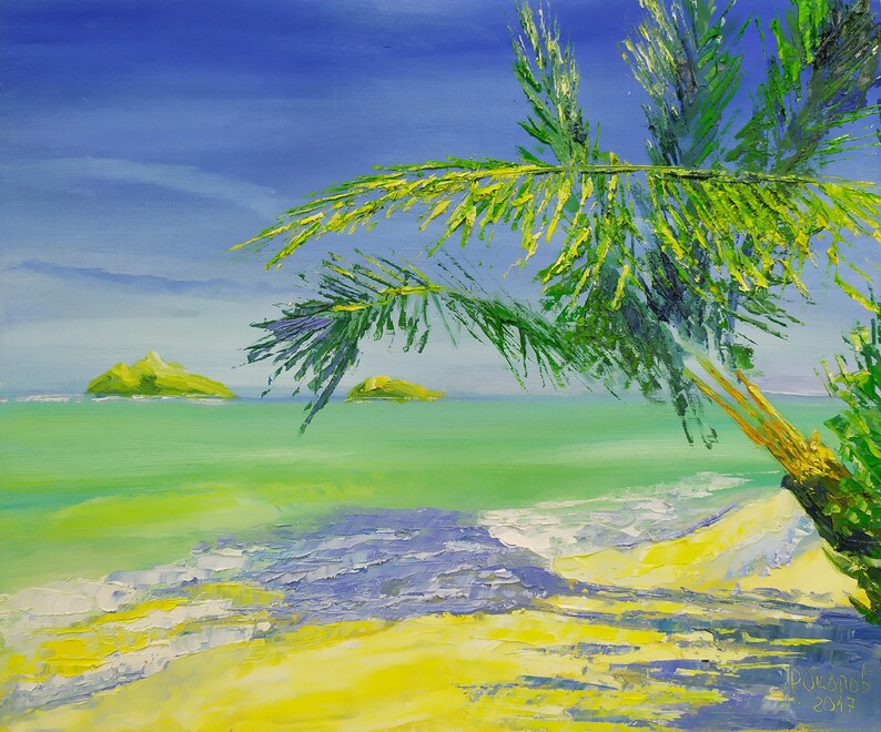 Caribbean Beach Art Painting Canvas Original Art Tropical Hawaii Art ...