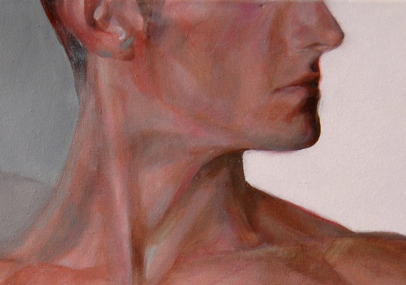 Man Portrait Sensual Art Original Large Wall Art Modern Art Male Couple ...