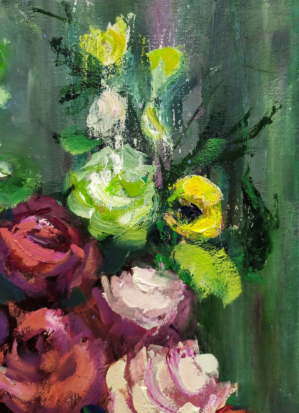 Roses Art Contemporary Abstract Flower Art Interior Modern Art Oil ...