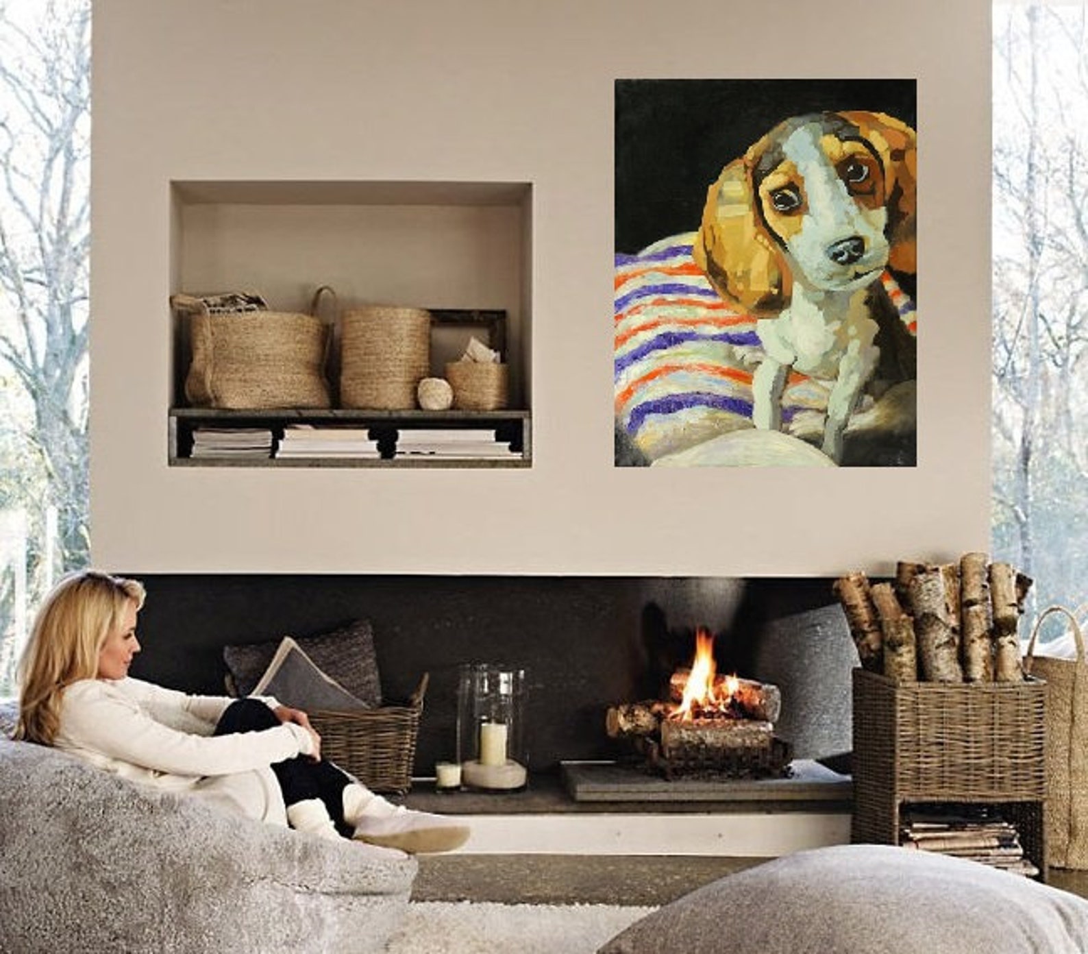 Original Dog Art Funny Oil Painting Puppy Art Dog Wall Art Animal Gift ...