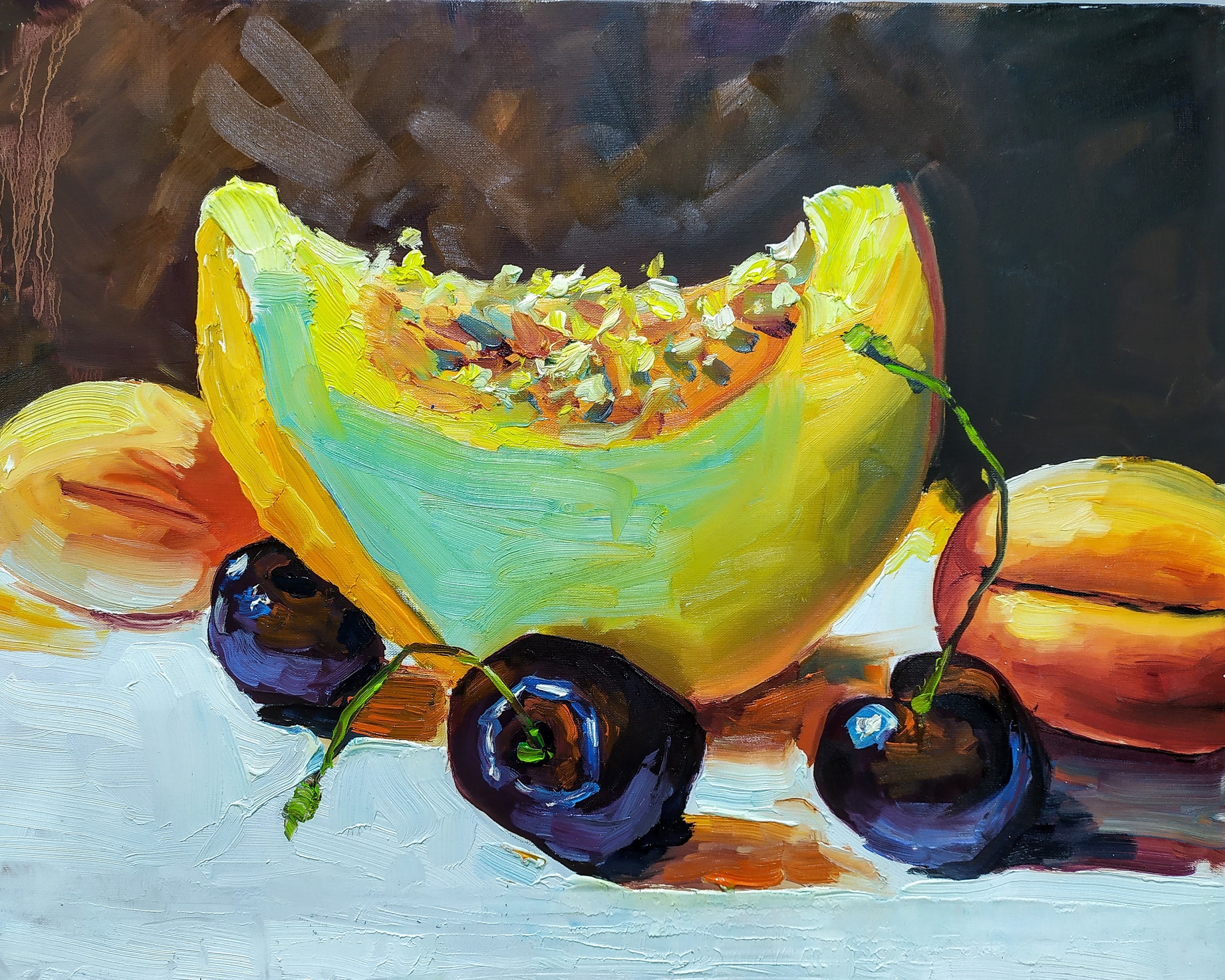 Still Life Fruit Oil Painting on Canvas Interior Wall Art - Etsy