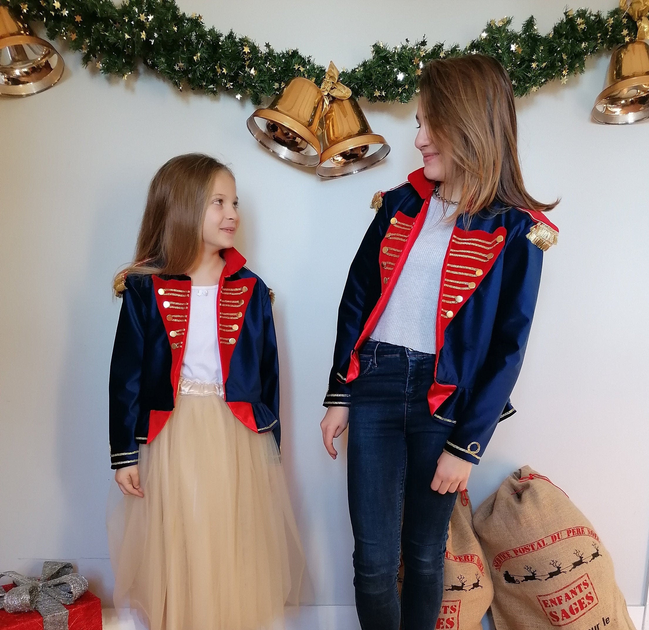 Nutcracker coat, girl circus coat, satin lining, gold buttons, velvet