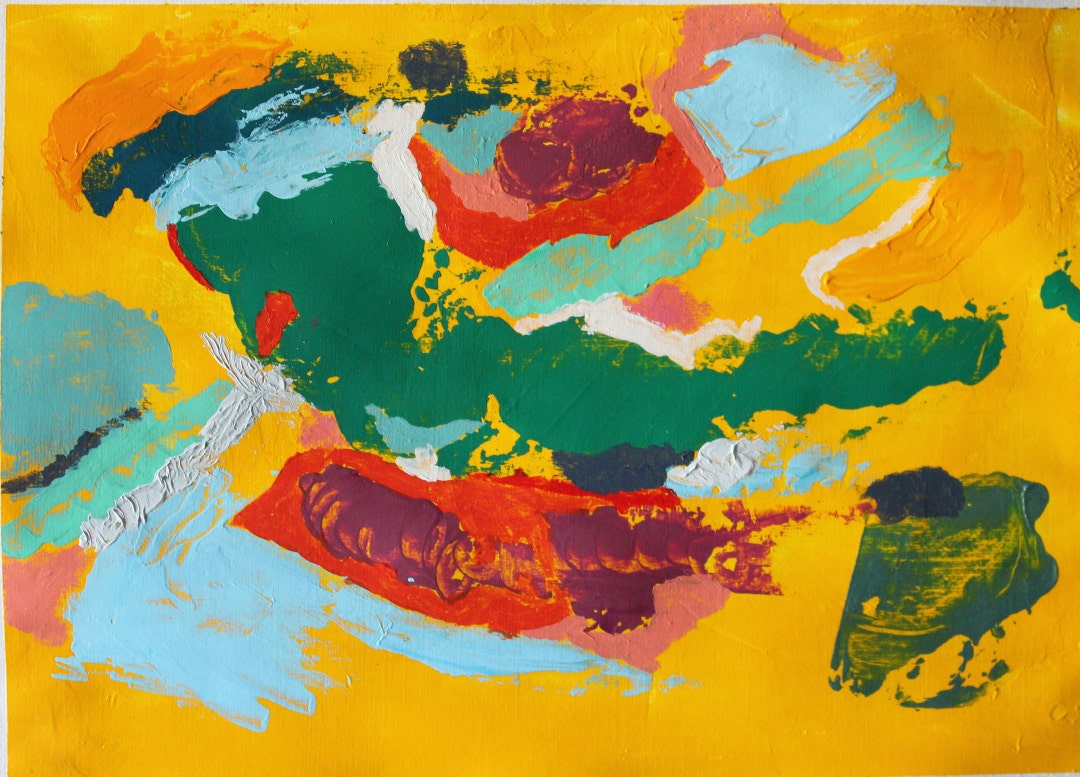 Small Abstract Painting Wall Art Original Painting on Paper Colorful ...