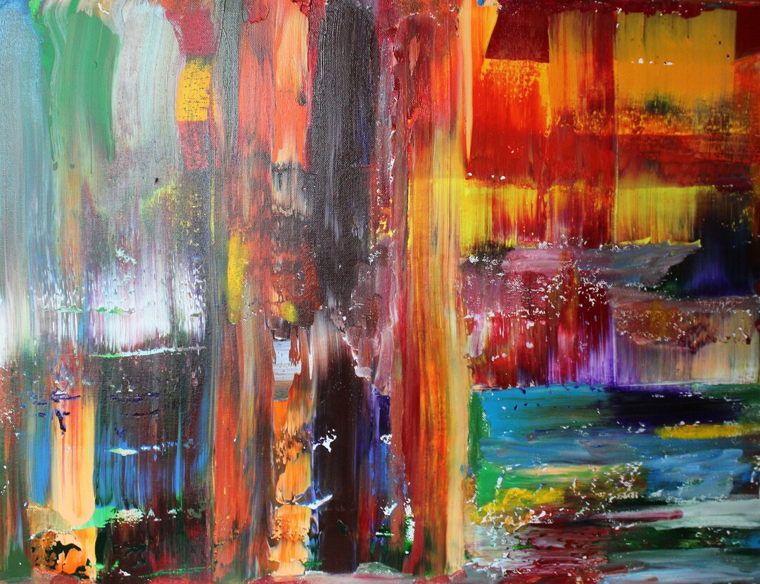 Colorful Abstract Wall Art Painting Medium Size Abstract Painting Wall ...