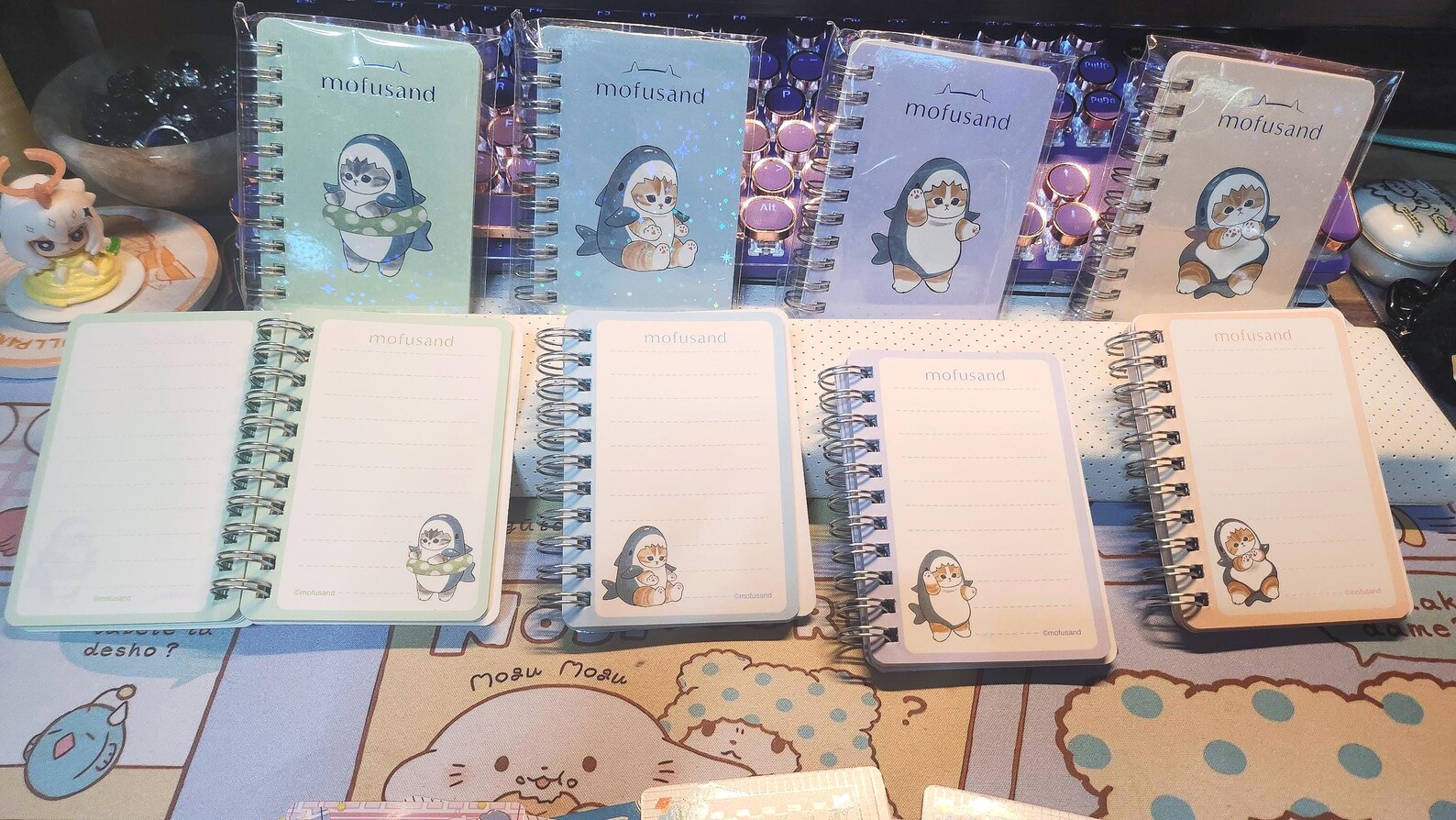 Mofusand Shark Cats Mini Notebook – Kawaii Glitter Journal, Cute Cat ...