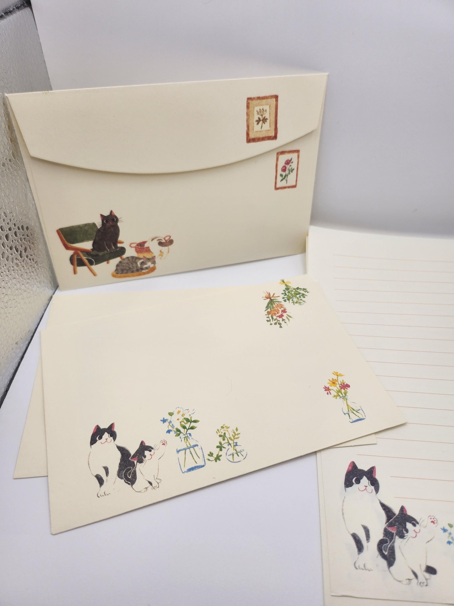 Cat Stationery Set | Kawaii Envelopes & Lined Paper - Etsy