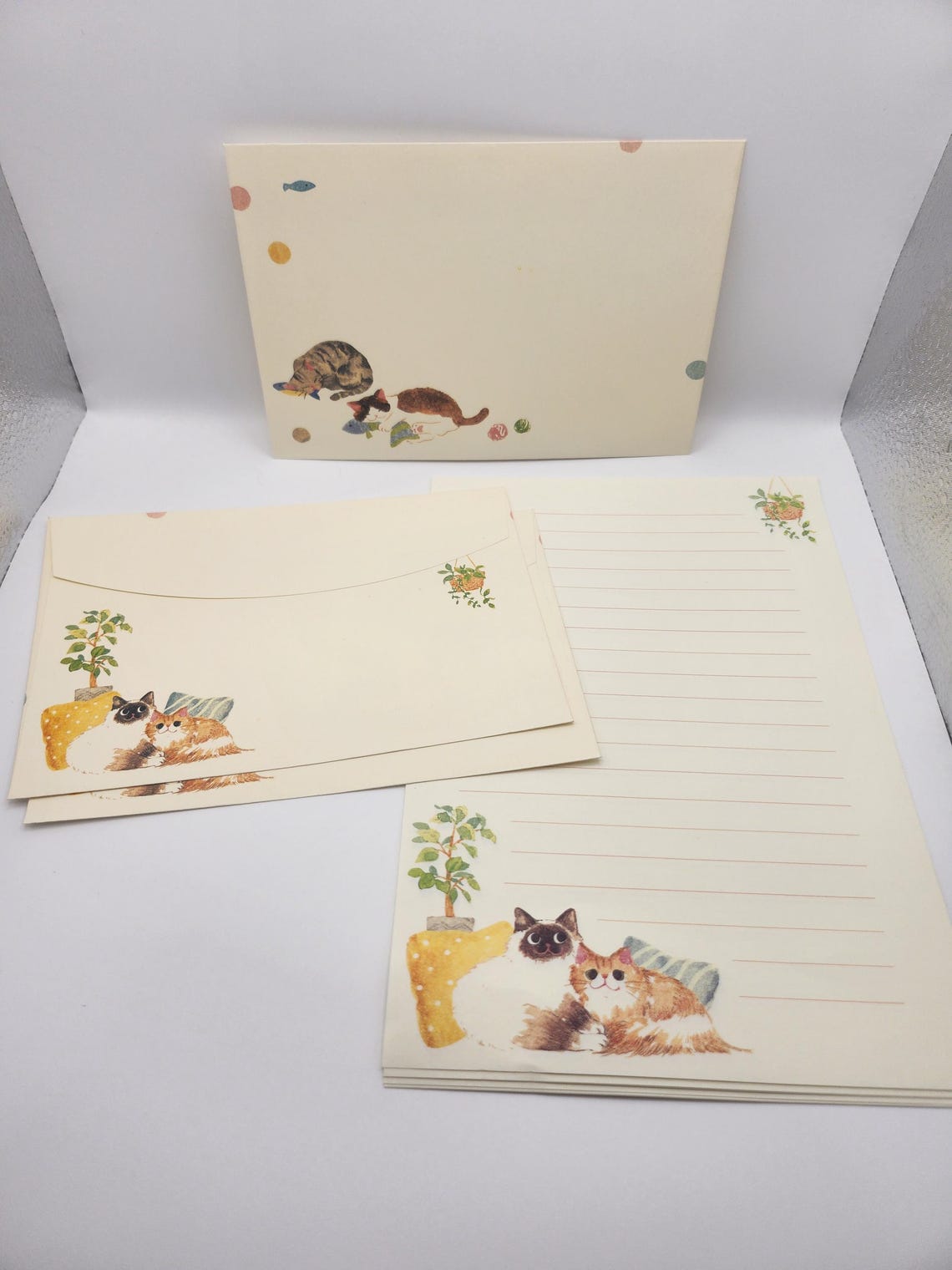 Cat Stationery Set | Kawaii Envelopes & Lined Paper - Etsy
