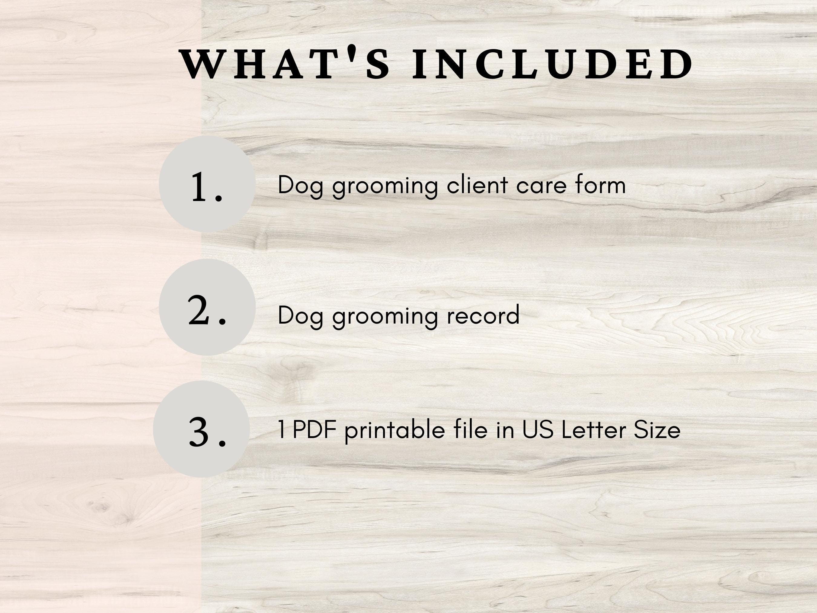 Dog Grooming Form Template |printable Pet Grooming Record Sheet |2-page ...