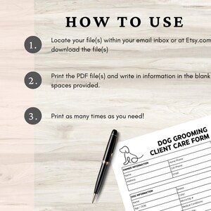 Printable Dog Grooming Form | 2-page Pet Grooming Template | US Letter ...