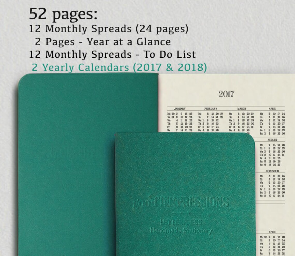 Monthly Planner EMERALD, Traveller's Notebook -14 Colours - Fountain ...