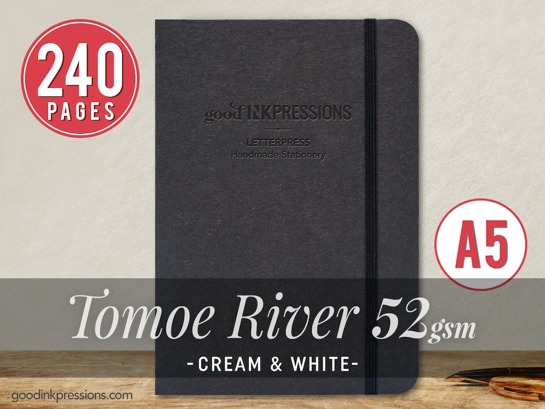 A5 - TOMOE RIVER 52gsm - 240pgs. - Cream & White -fountain Pen Friendly ...