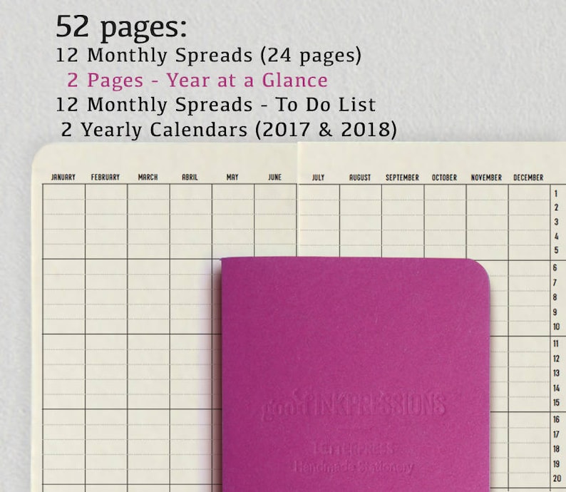Monthly Planner FUCHSIA Traveller's Notebook - Etsy