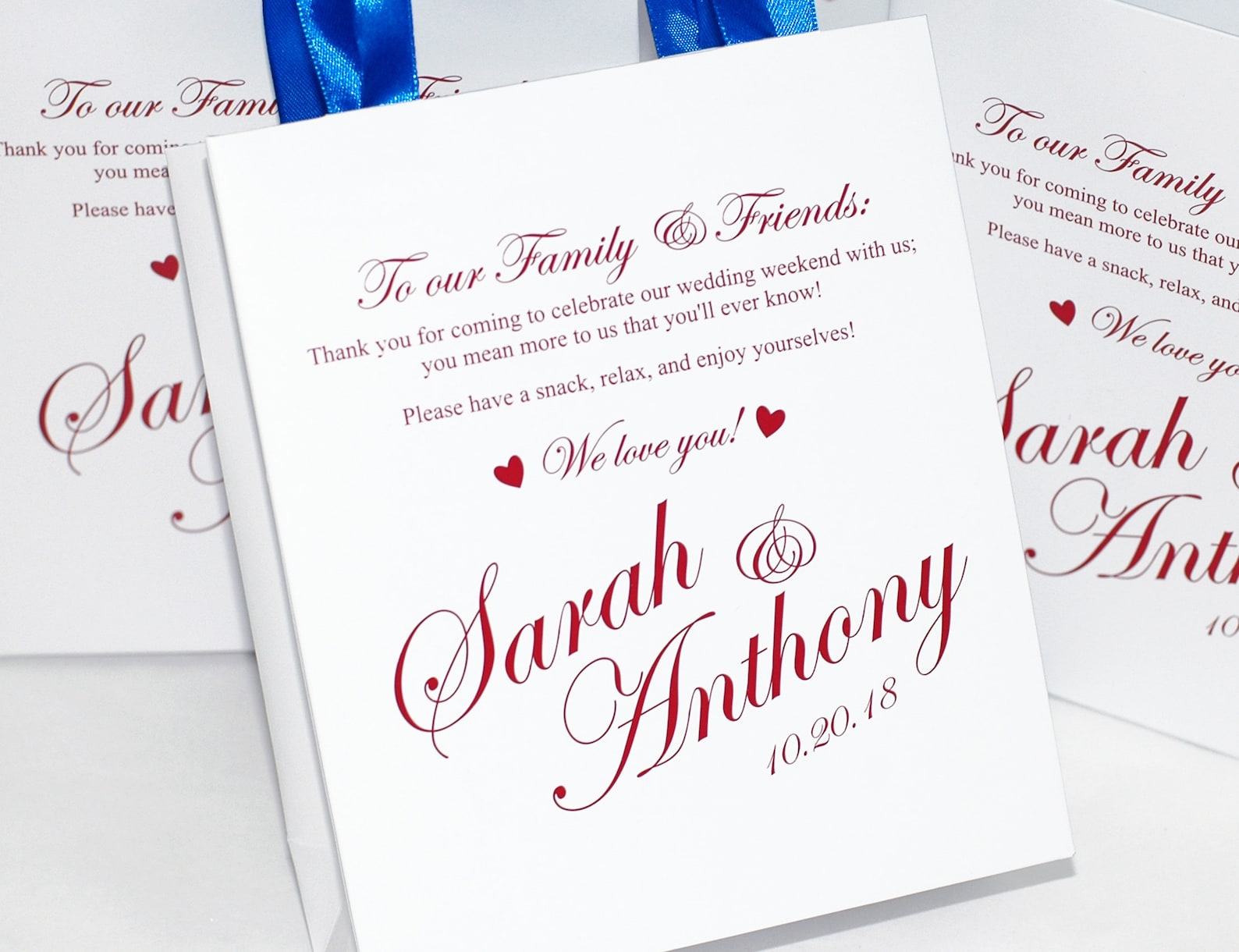35 to Family and Friends Wedding Welcome Bags With Satin Ribbon Handles ...